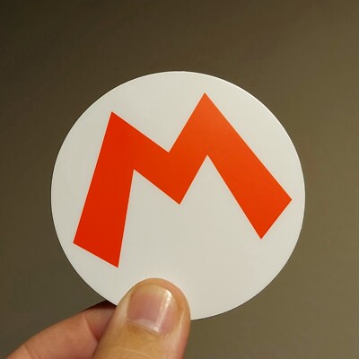 Super Mario Bros "M" Letter Bright Red Logo 3" Round Circle Vinyl ...