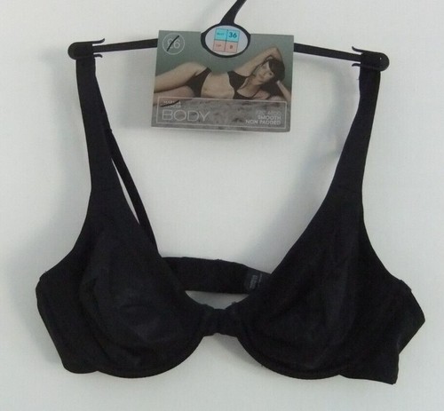 M&S Ladies Black Smooth Cup Non Padded Underwired Bra Size 36B | eBay UK