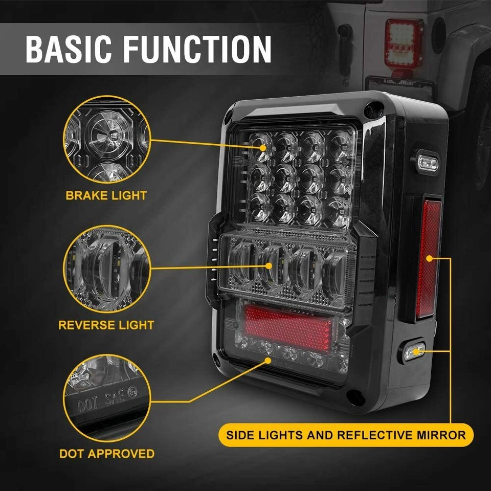 For Jeep 07-17 JK Wrangler Back Tail Light Halo Headlight Foglight Turn ...