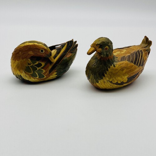 Set of 2 - Delicately Carved Fragile Duck Figurines 3D Feathers | eBay