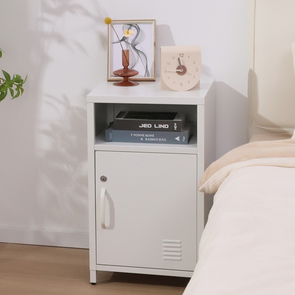 Night Table Lockable End Table Coffee Table Metal Locker Bedside ...