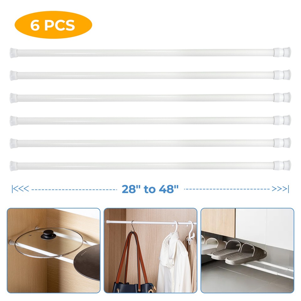 6 Pack Cupboard Bars Tension Rods 27.5-47.2 Inches Spring Tensions Rods ...