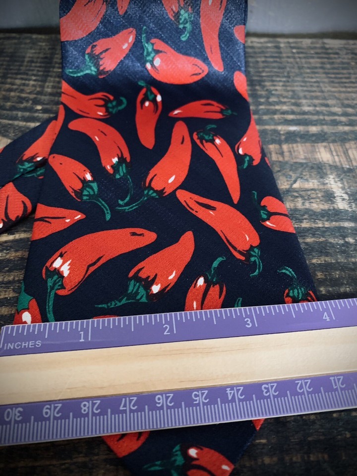 Men’s Chili Pepper Silk Tie Necktie Red And Black 4” Wide Novelty Chile Hot Fun | eBay