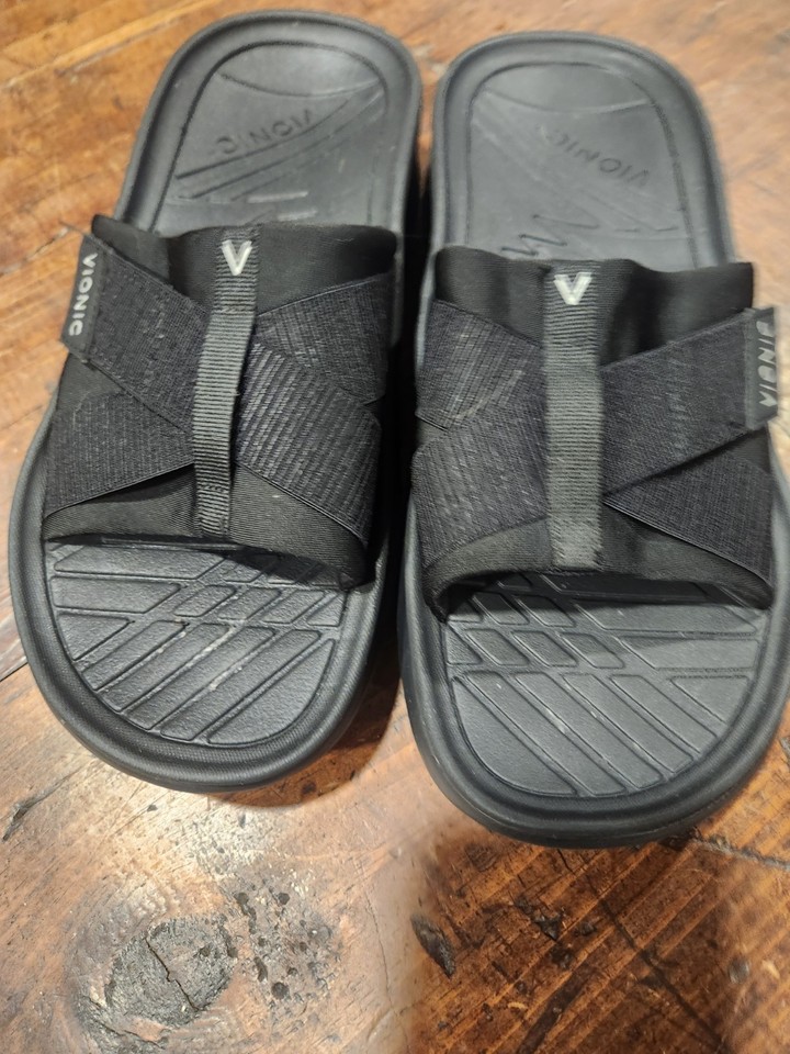 Vionic Adjustable Unisex Recovery Slide Sandals Rebound Charcoal | eBay