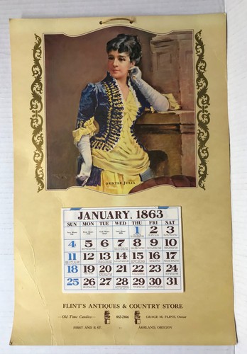1863 Replica Calendar Gentle Julia Lady in Blue and Yellow VINTAGE ...