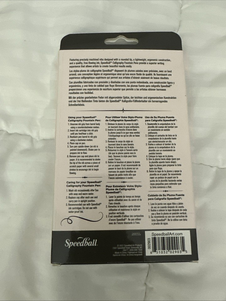 Speedball Calligraphy Set with 1 Fountain Pen, 3 Nibs, 8 Ink Cartridges ...