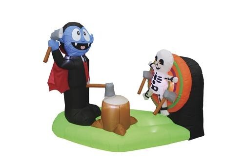 6' Animated Spooky Vampire Skeleton Axe Throwing Inflatable Halloween ...