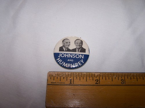 Vintage LBJ HHH Lyndon JOHNSON and Hubert HUMPHREY Political Pin ...