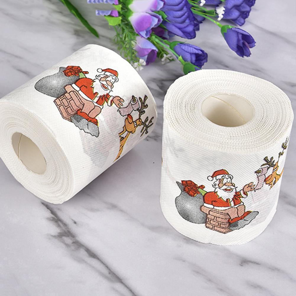 Christmas Toilet Roll Paper Santa Claus Home Bathroom Paper Xmas Tissue ...