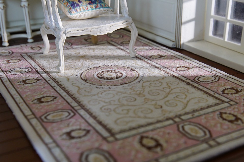 1/12 Dollhouse Pastel Pink French Swirls Beautiful Miniature Rug | eBay