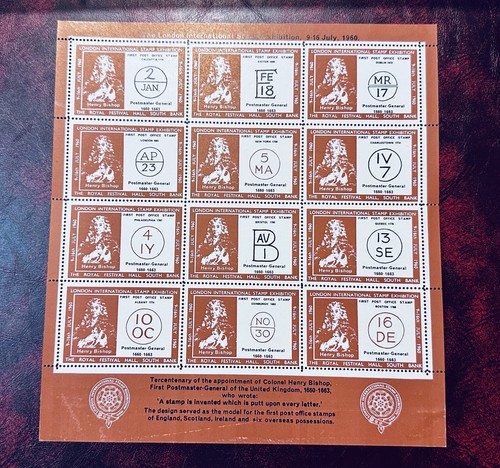 1960 London Stamp Exposition Sheet LABEL MNH FIRT POST OFFICE STAMP | eBay