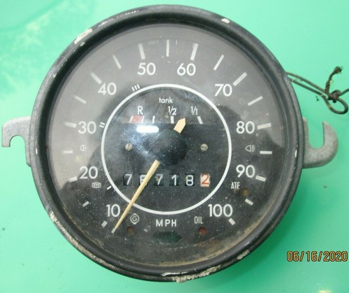 1970's VW TYPE 1 BUG BEETLE VDO 100 MPH SPEEDOMETER GAS GAUGE ASSEMBLY ...