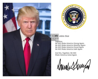 PERSONALIZED PRESIDENT DONALD TRUMP AUTOGRAPH NOTE YOUR NAME 8X10 PHOTO ...