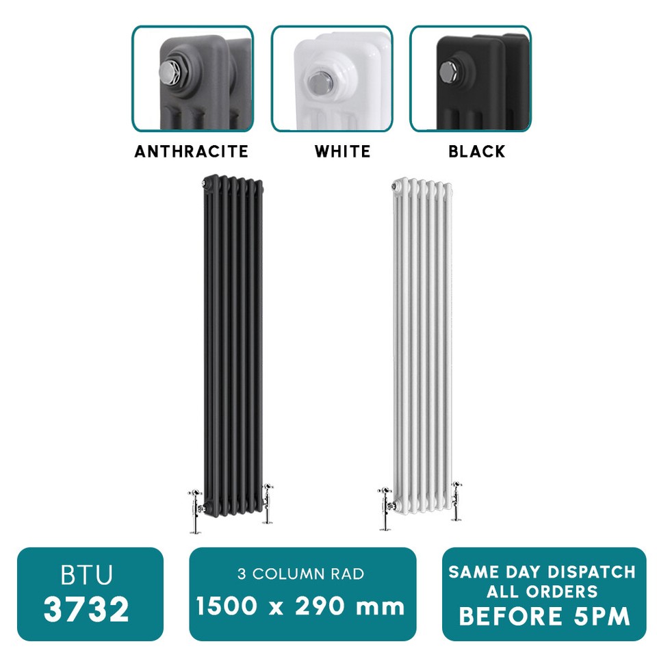 Anthracite White Black Traditional Cast Iron Style Radiator 2 3 4 ...