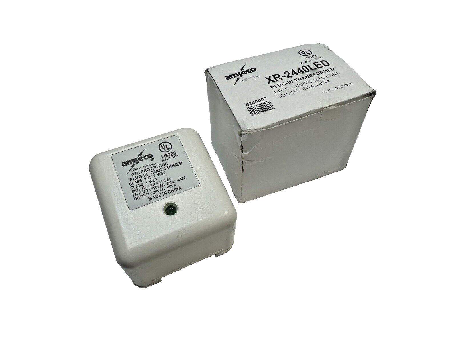 Amseco Xr2440 LED Transformer 24vac 40va 24 Volt AC Alarm Power Supply ...