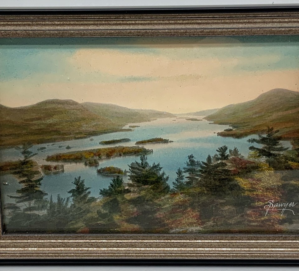 ANTIQUE Charles Sawyer hand colored photo The narrows Lake George NY ...