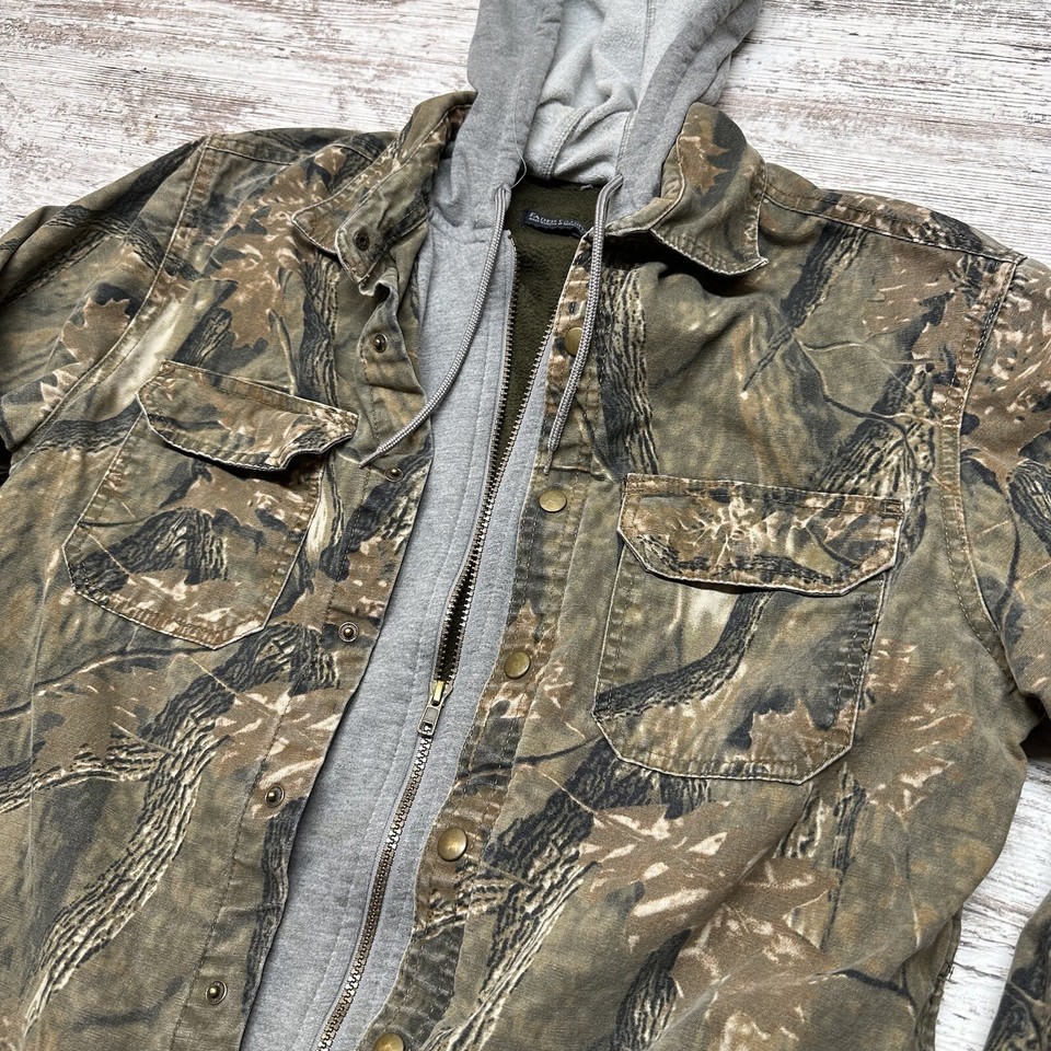 Faded Glory Jacket Mens Small Camouflage Camo Hooded Full Zip ...