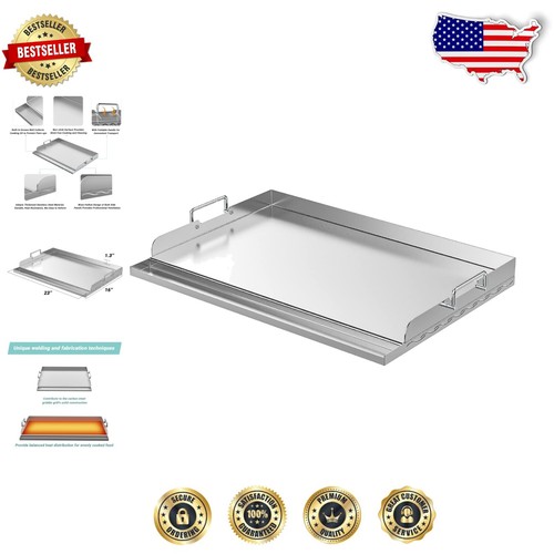 Premium Stainless Steel Griddle Plate 23" x 16" for Even Heating BBQ ...