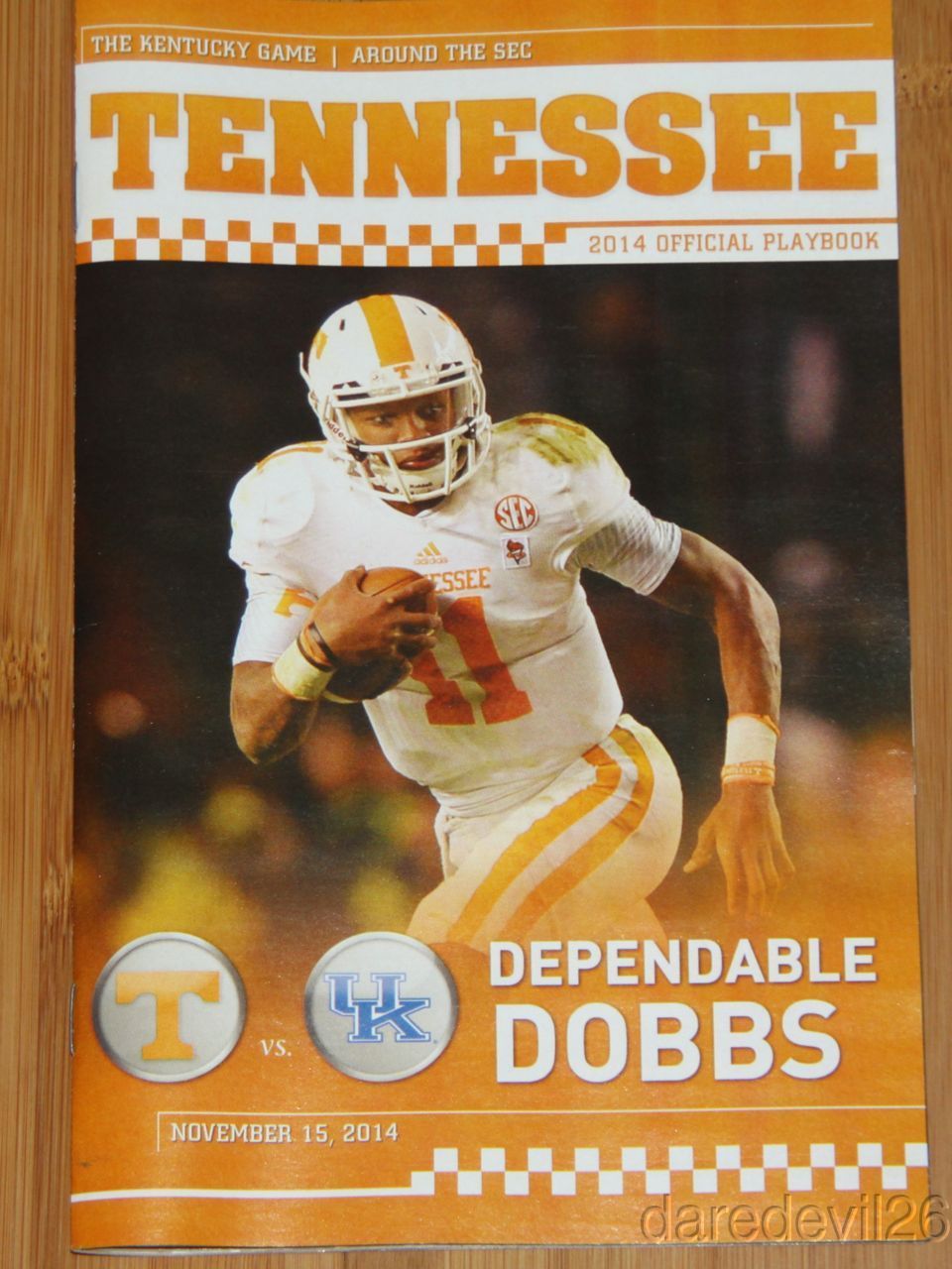 2014 Tennessee Vols vs Kentucky Wildcats NCAA Football Playbook JOSHUA ...