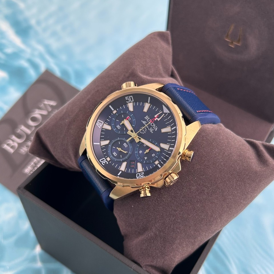 Bulova Marine Star Blue Dial 97B168 Men's Chronograph Watch 43mm | eBay