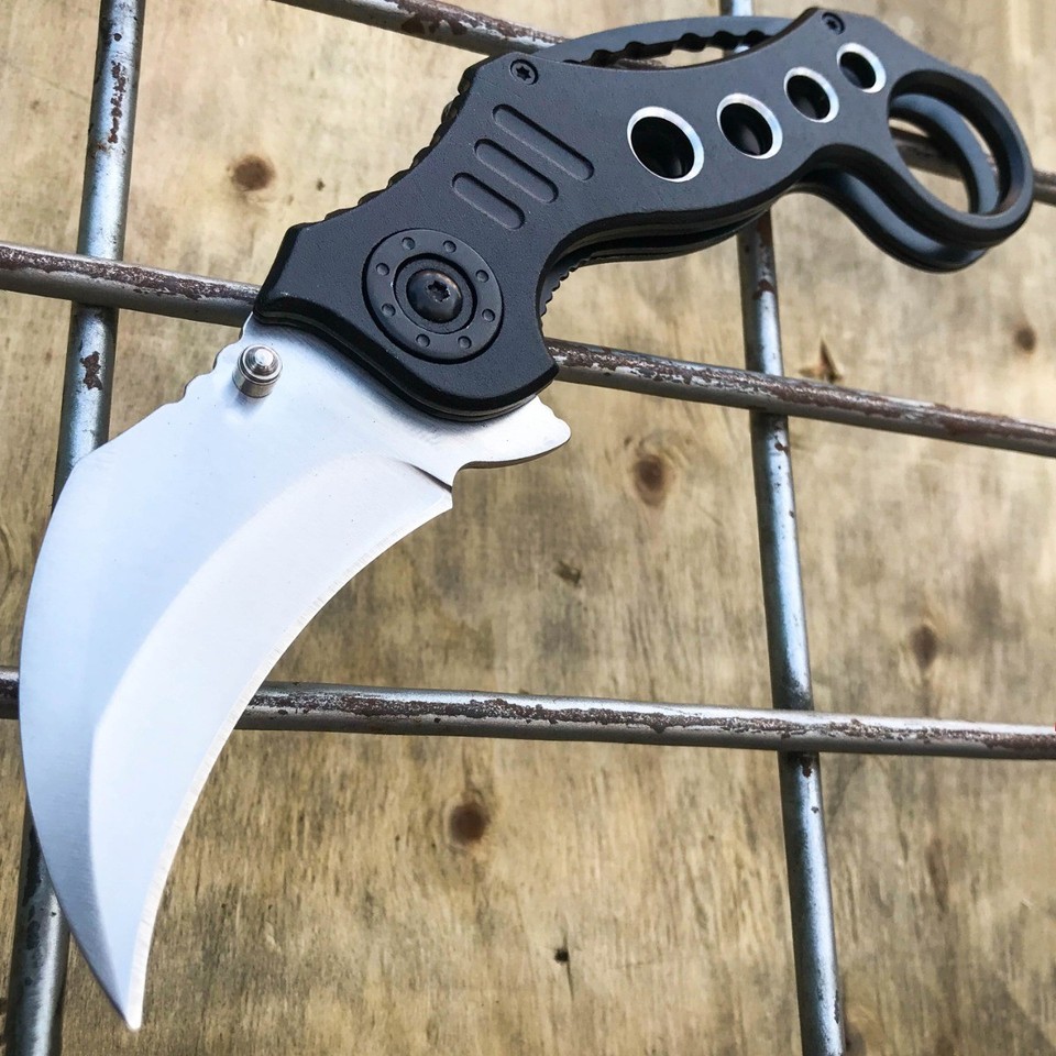 8" Military Tactical Spring Assisted Karambit Open Folding Claw Pocket ...