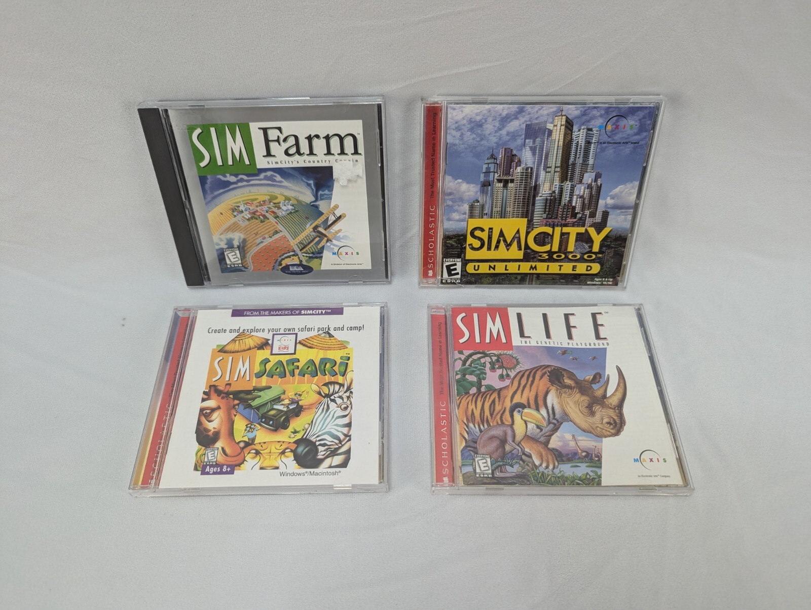 Lot Of 4 90's Sim PC Games Sim Farm Sim Life Sim Safari Sim City 3000 ...