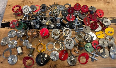 Vintage Group Lot Of Assorted Fishing Reel Parts Spindle Caps Frames ...