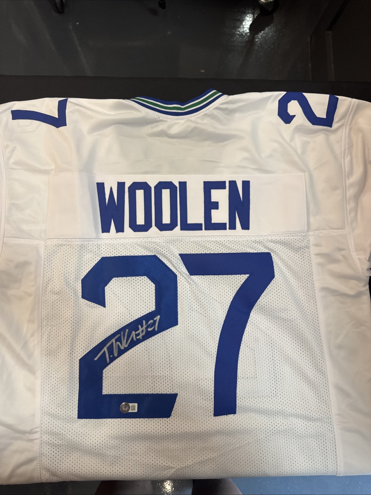 Riq Woolen Signed Seattle Seahawks Jersey AUTO Beckett Sticker Sz XL | eBay