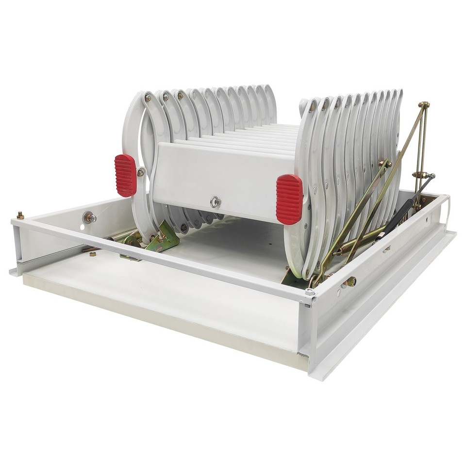 9.18Ft Al-Mg Alloy White Side-mounted Loft Wall Ladder Stairs Foldable ...