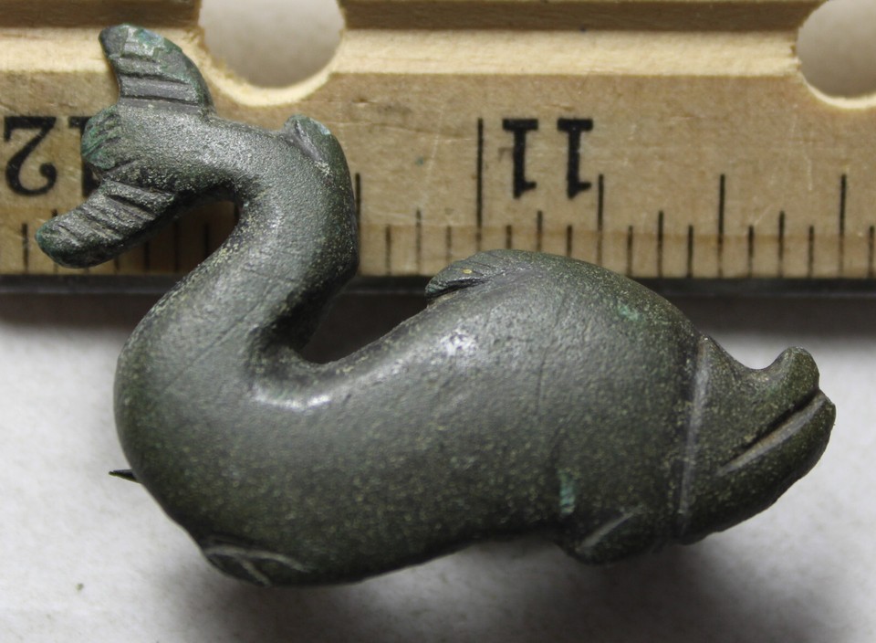 RARE Original ancinet Greek ZOOMORPHIC dolphine fibula brooch artifact ...