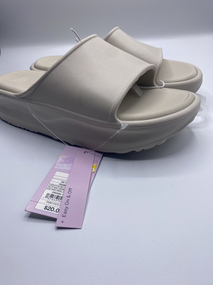 Wild Fable Women's Laney Platform Sandals/Slides Cream and Tan | eBay