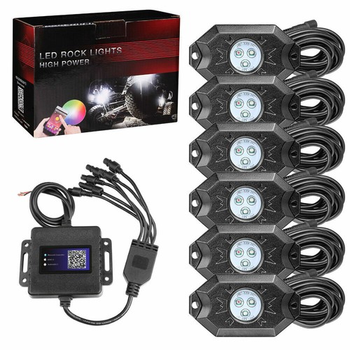 6 Pods RGB Rock Light Off-road Truck+8 Gang Switch Panel Electronic ...