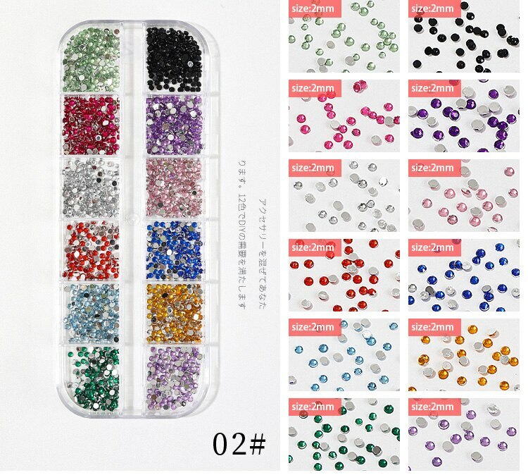 Mixed Size Colors Glass Flat Rhinestones Crystal Strass Nail Art ...