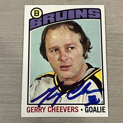 GERRY CHEEVERS 1976-77 TOPPS SIGNED AUTOGRAPHED CARD #120 BOSTON BRUINS ...