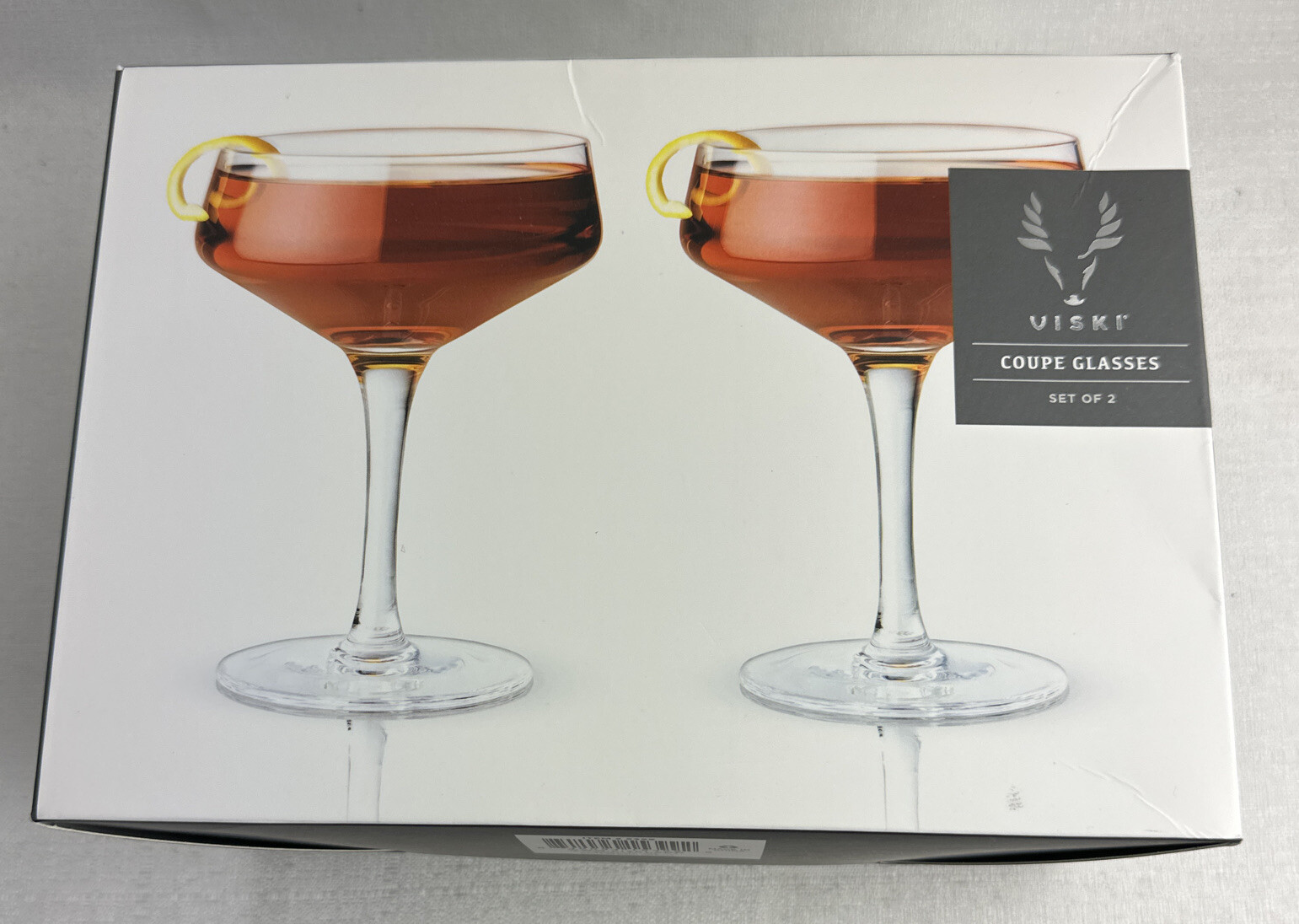 Viski Raye Angled Crystal Coupe Glasses Set of 2 Lead-Free Premium ...