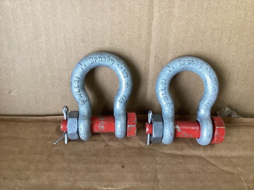 LOT OF 2 Crosby 1019472 G-2130 Bolt Type Anchor Shackle, 2T Limit, 1/2 ...