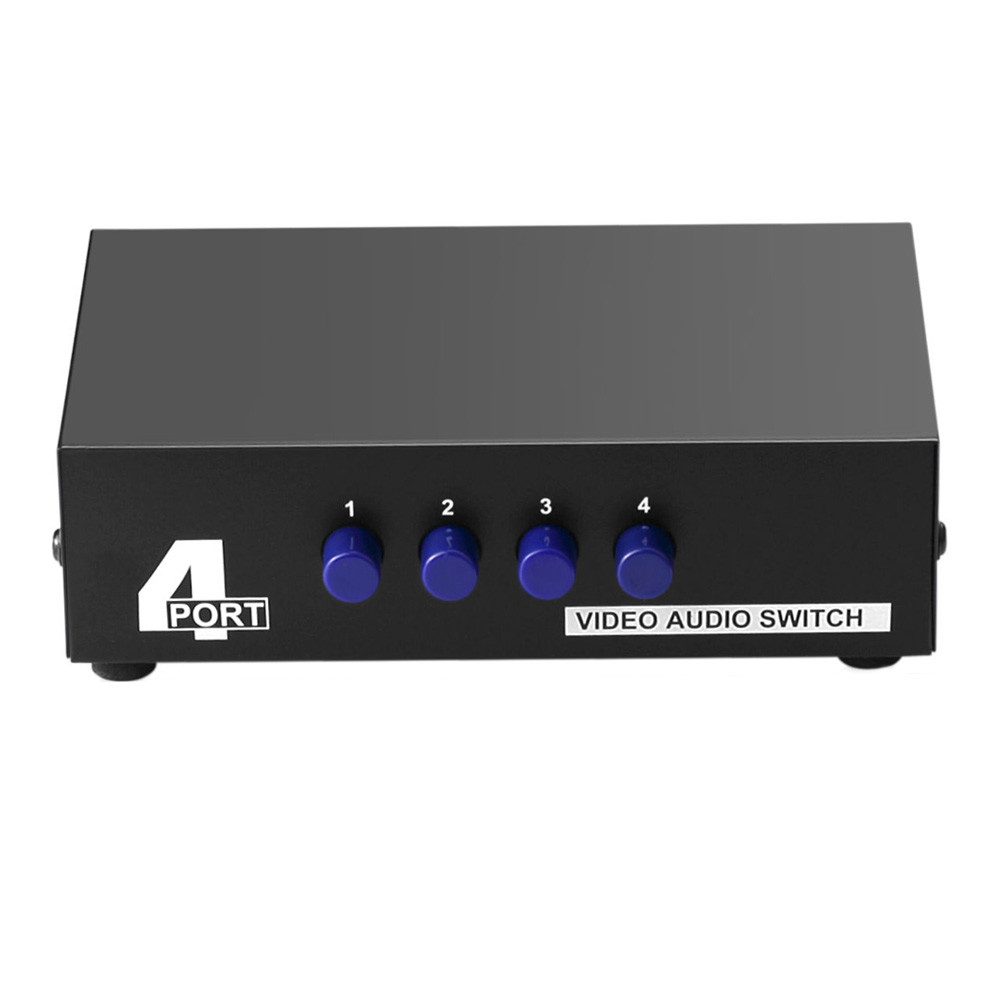 AV Switch Box Composite Selector 4 Port RCA Audio Video 4 In 1 Out To ...
