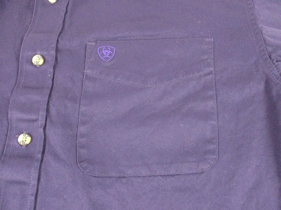 Ariat Shirt Mens Medium Purple Button Down Western Pocket Embroidered ...