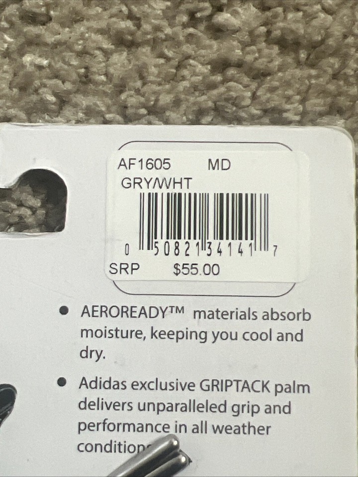 Adidas Freak Padded Football Gloves Gray Griptack AF1605 Men's Adult Sz ...