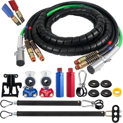 15FT 3 in 1 Semi Truck Air Lines Kit Truck Air Hose with 16" and 20 ...