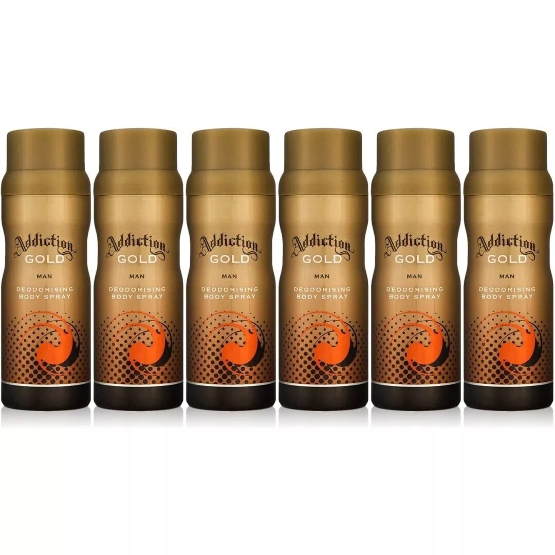 Addiction Deodorant Body Spray Gold Men 150ML x 6 | eBay UK