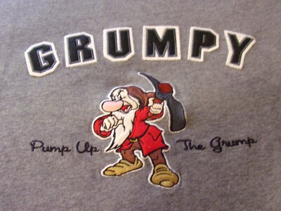 DISNEY GRUMPY "Pump Up The Grump" Embroidered T Shirt Adult Large | eBay