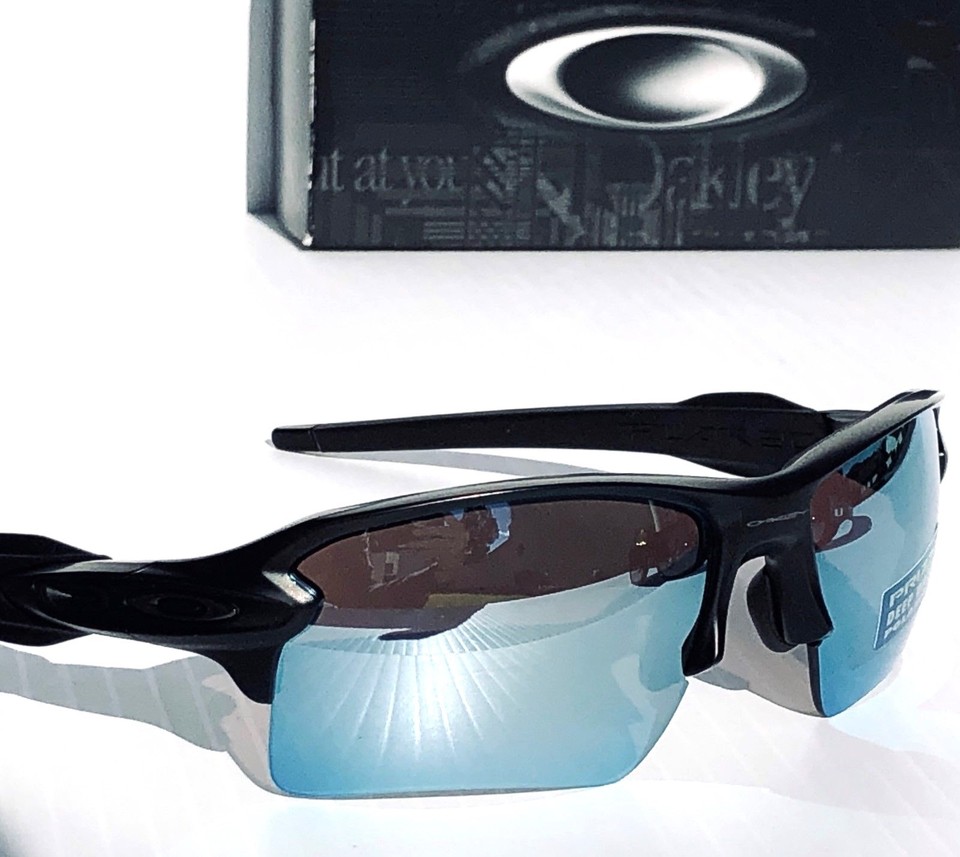 NEW Oakley Flak 2.0 Matte Black POLARIZED Deep Water H2O lens Sunglass ...