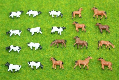 lot 20 pcs N scale animals figures 1:160 for Model train layout ( Cow ...