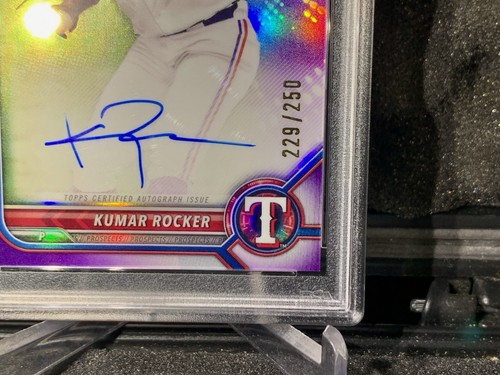 🔥⚾️ KUMAR ROCKER Rookie Auto 2022 1st Bowman Chrome PURPLE Refractor ...