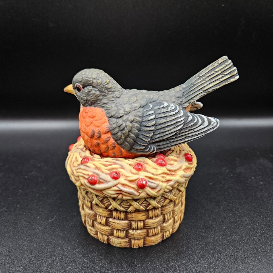 Vintage Hallmark Robin on Nest Trinket Box | eBay