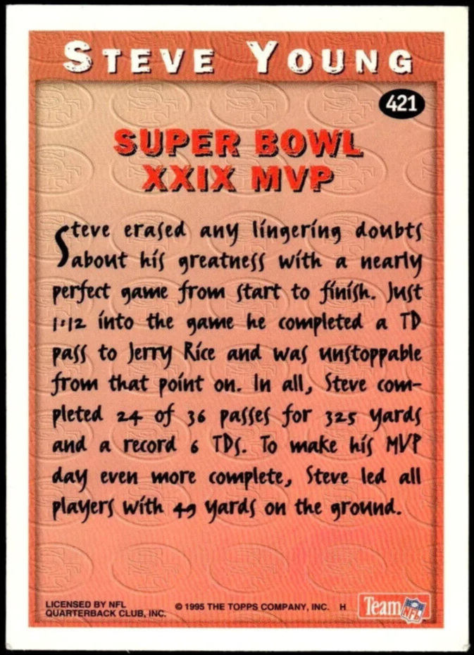 1995 Steve Young Topps Super Bowl Most Valuable Player #421-MT | eBay