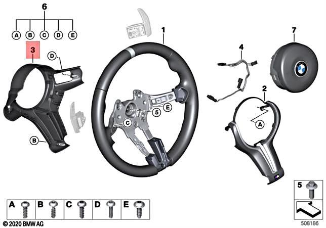 Genuine BMW F06 F06N F10 F12 F12N Steering Wheel Cover rear OEM ...