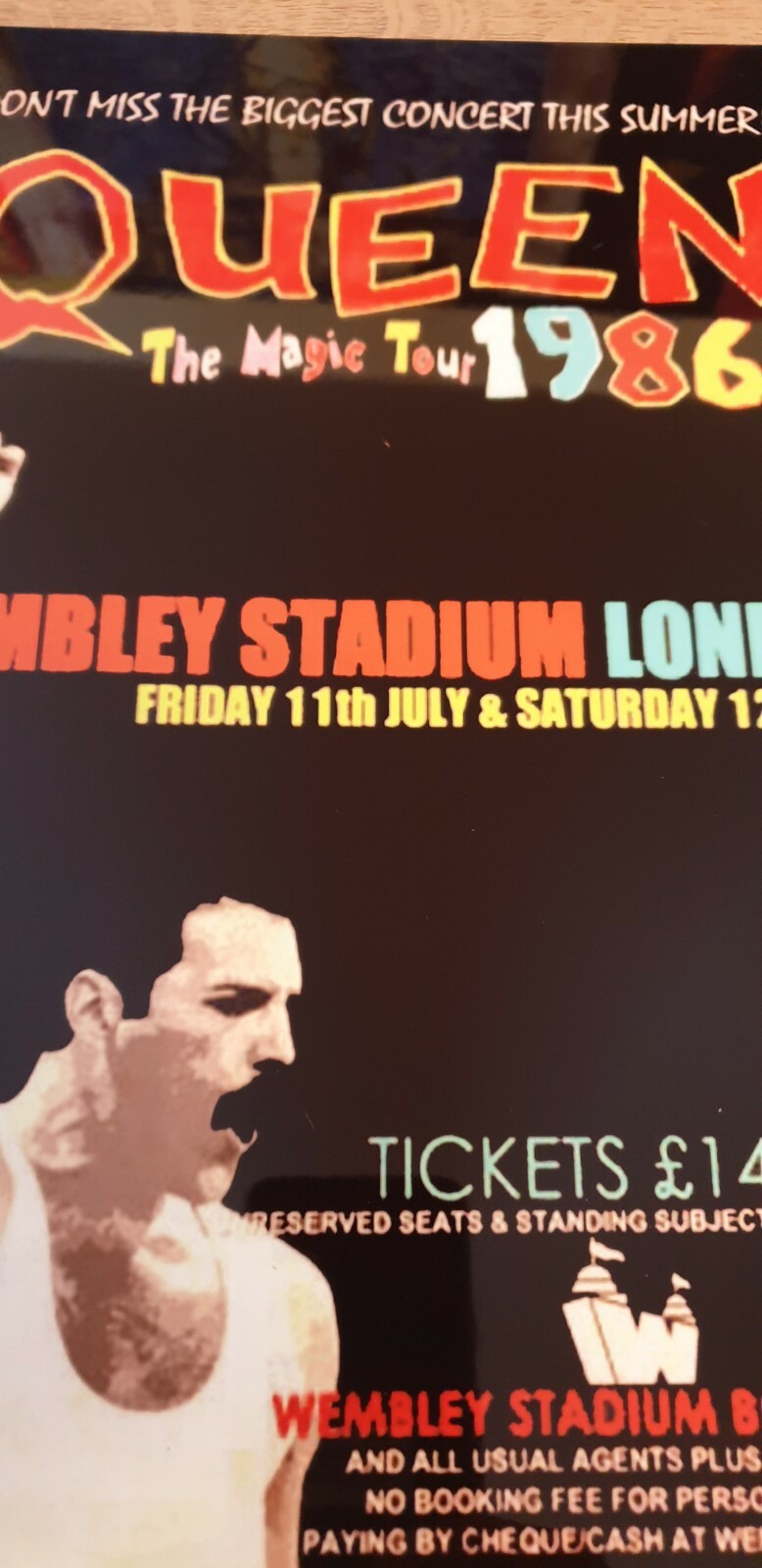 QUEEN - WEMBLEY STADIUM - LIVE MAGIC TOUR - 1986 - 12X8 METAL POSTER ...