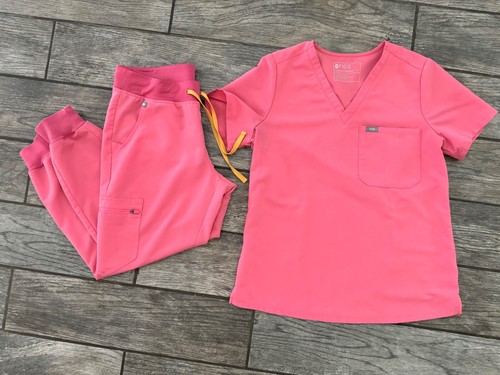 figs neon pink scrub set lot bundle catarina top M zamora jogger Medium ...